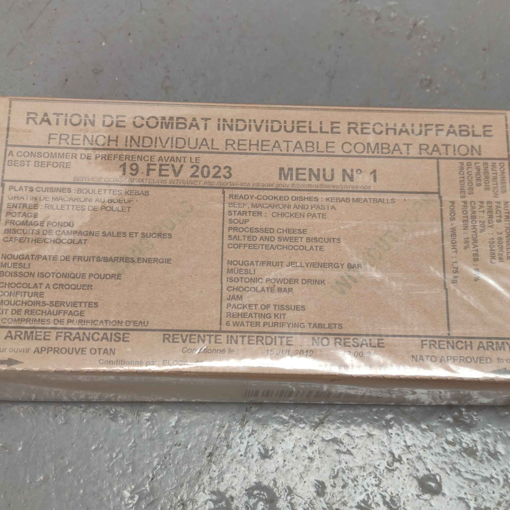 French 24 Hours RCIR MRE Combat Armed Forces Ration Pack