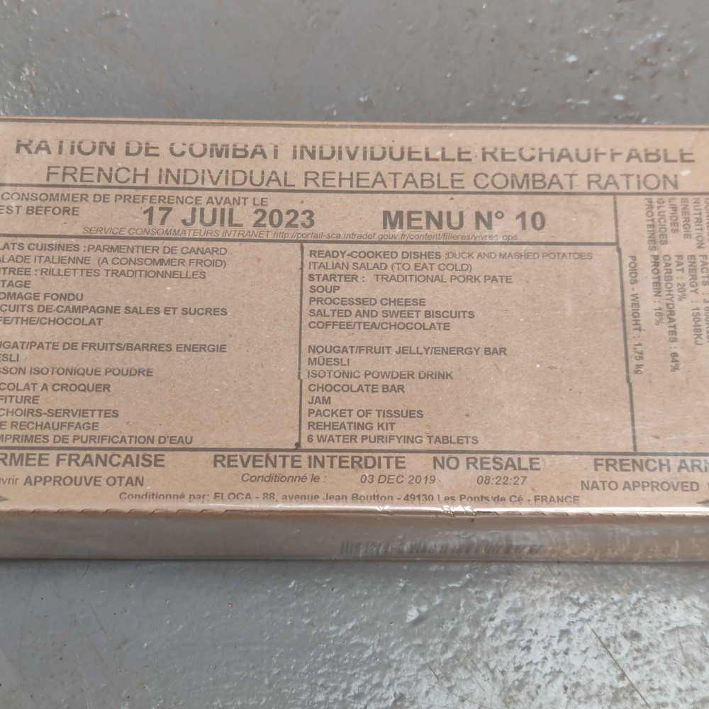 French 24 Hours RCIR MRE Combat Armed Forces Ration Pack